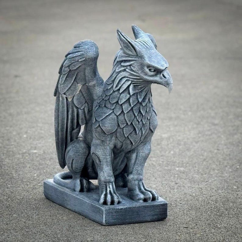 Winged Griffin Statue Majestic Gryphon Figure Concrete Look Eagle ...