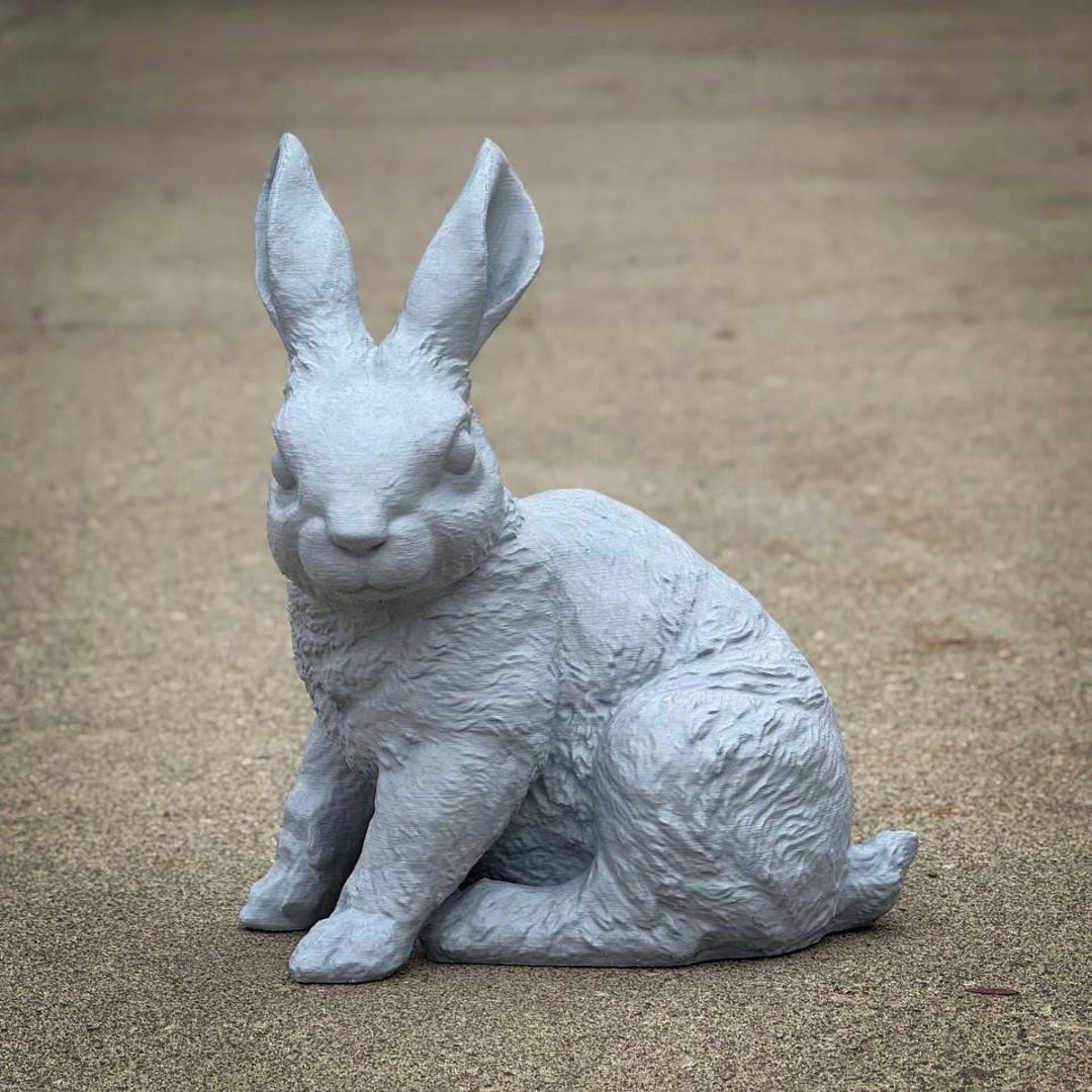 Concrete Look Gray Rabbit Statue Bunny Figurine for Nature-inspired ...