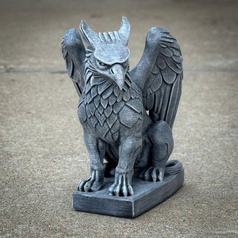 Winged Griffin Statue Majestic Gryphon Figure Concrete Look Eagle ...