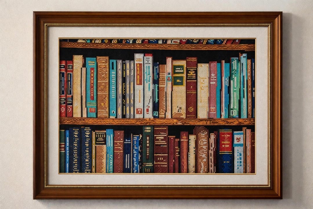 Books Galore (completed Diamond Art) Frame Not Included - Etsy