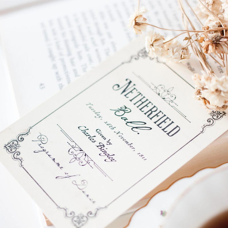 Pride Netherfield Ball Dance Card Bookmark, Fabric Tassels for Free - Etsy