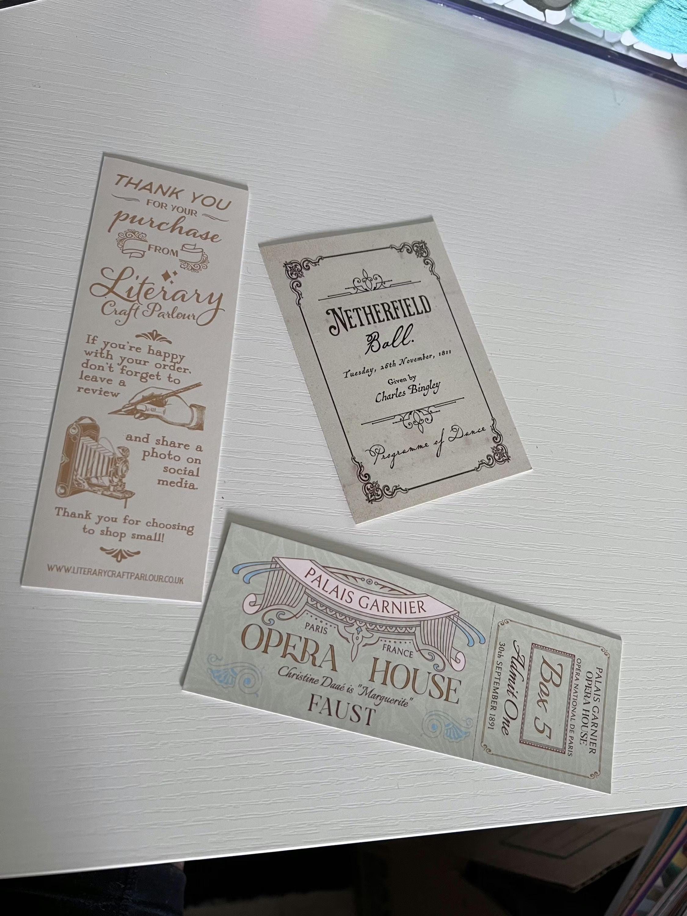 Pride Netherfield Ball Dance Card Bookmark, Fabric Tassels for Free - Etsy