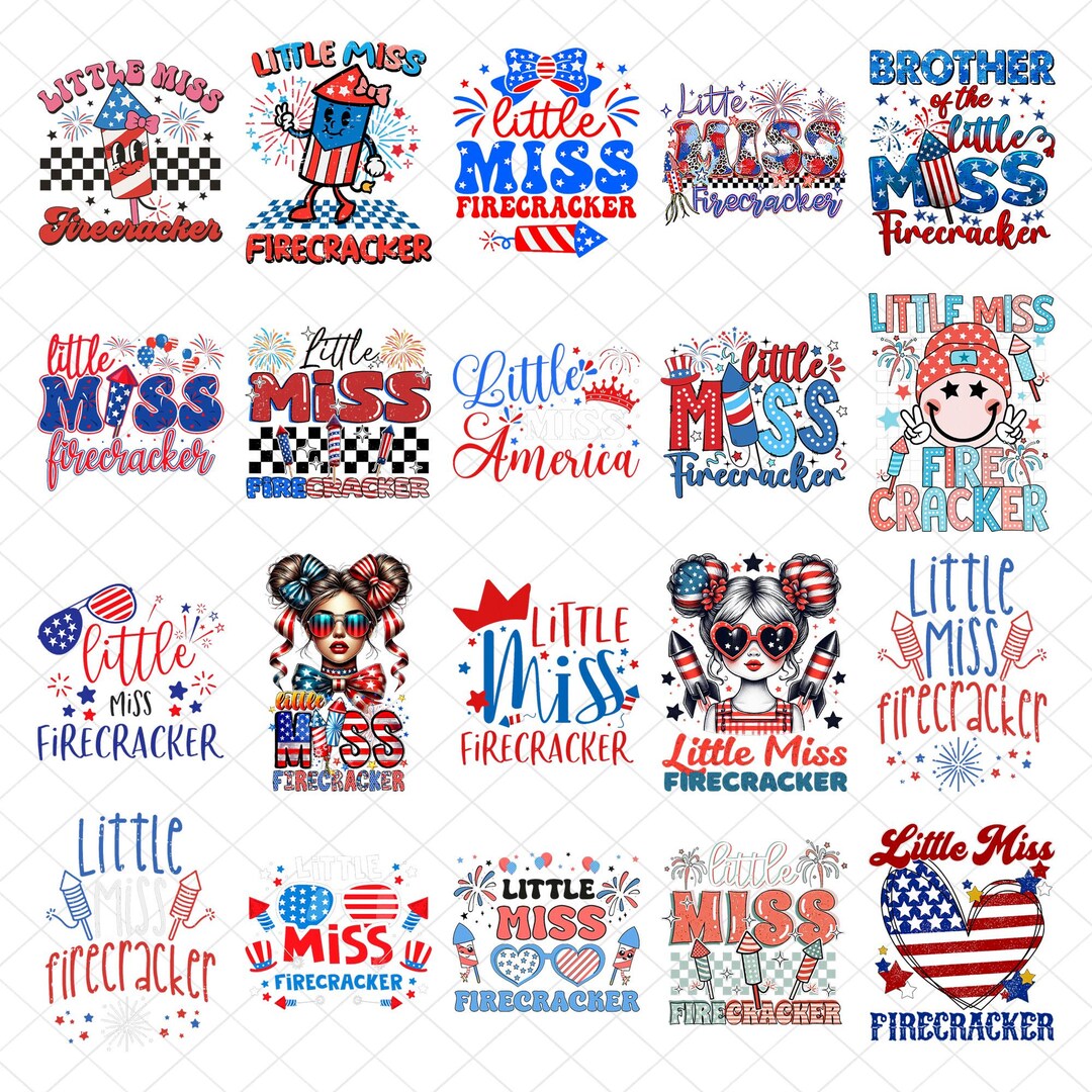 Little Miss Firecracker Png Bundle, Girl 4th of July Png, American Flag ...