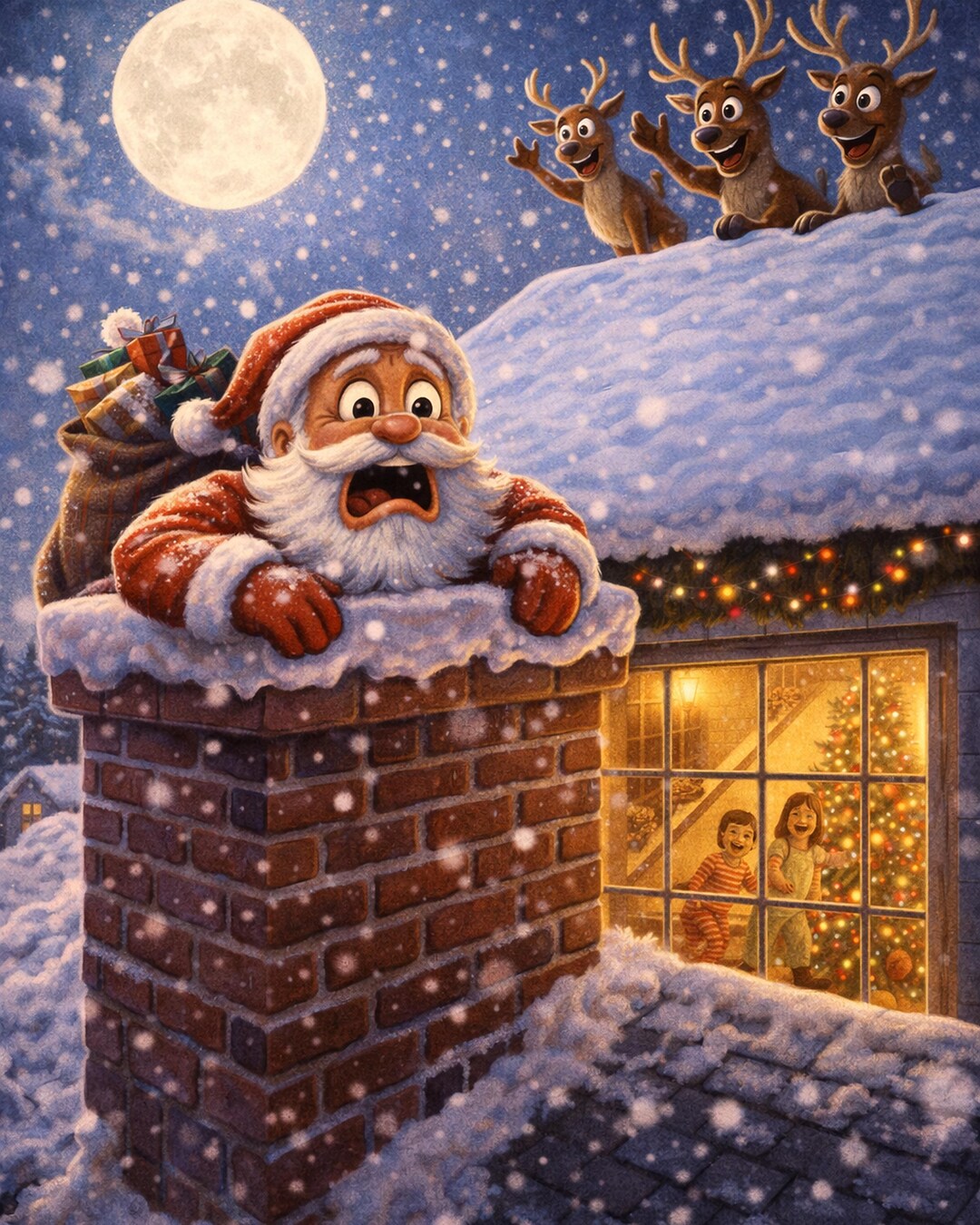 Santa Stuck in Chimney (16"x20" PRINTABLE WALL ART) - Etsy