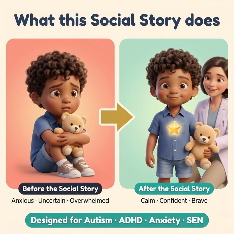 Doctor Visit Social Story for Autism, ADHD, Anxiety Kids (PDF Download ...