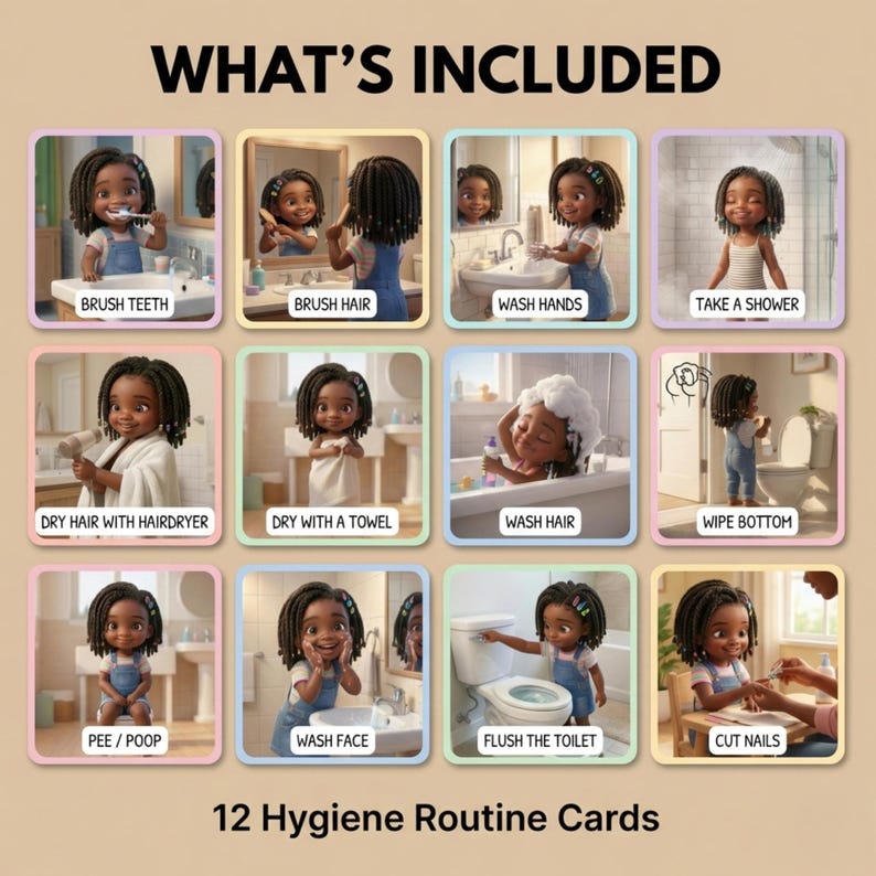 Hygiene Routine Visual Cards | Autism & ADHD Learning (printable PDF ...