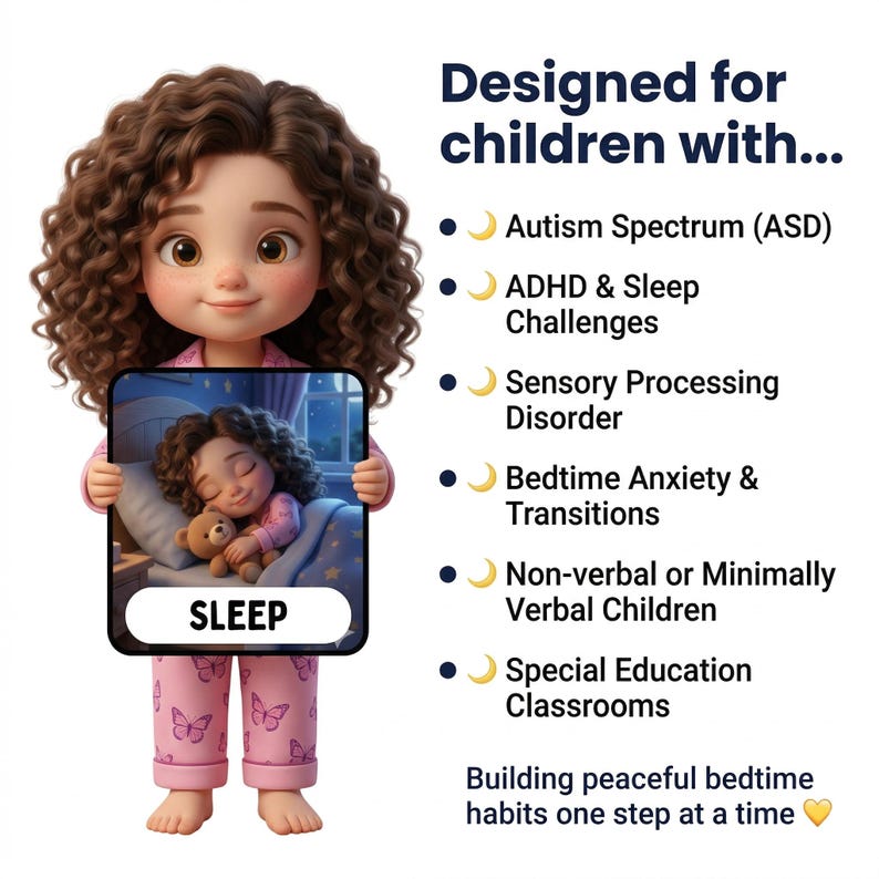 Bedtime Routine Cards for Girls | Autism ADHD Visual Sequence ...