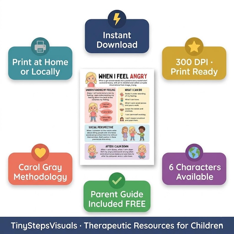 When I Feel Angry Social Story Printable Autism ADHD Behavior ...