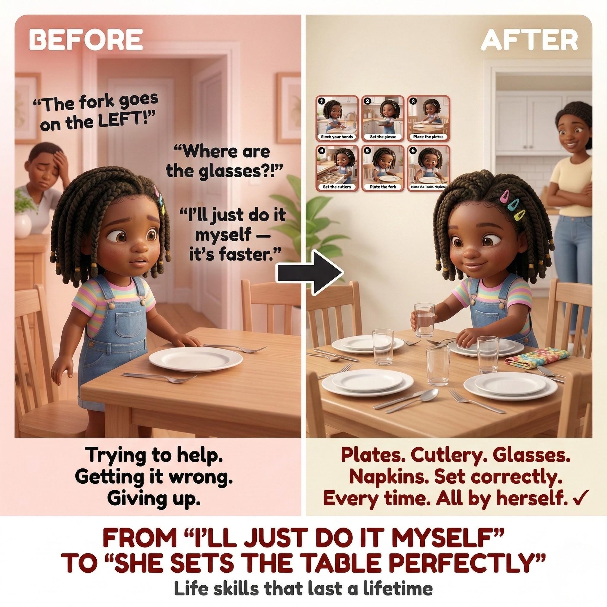 Set the Table Visual Steps Girls Autism Chores Routine Printable Cards ...