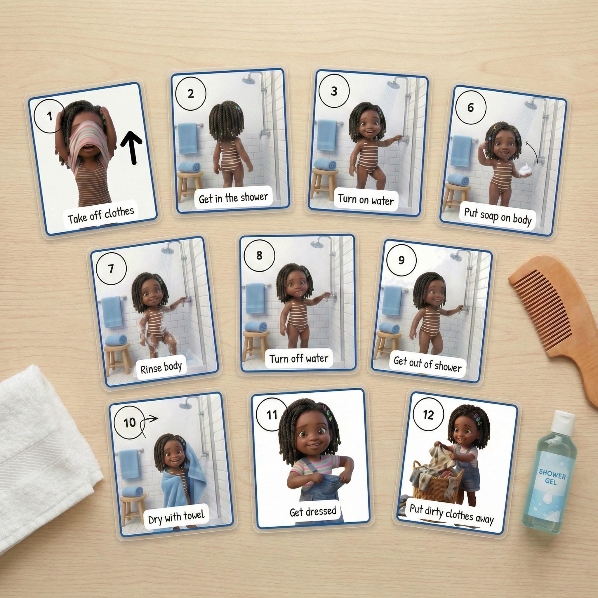 Shower Routine Step by Step Visual Sequence for Kids Autism ADHD ...