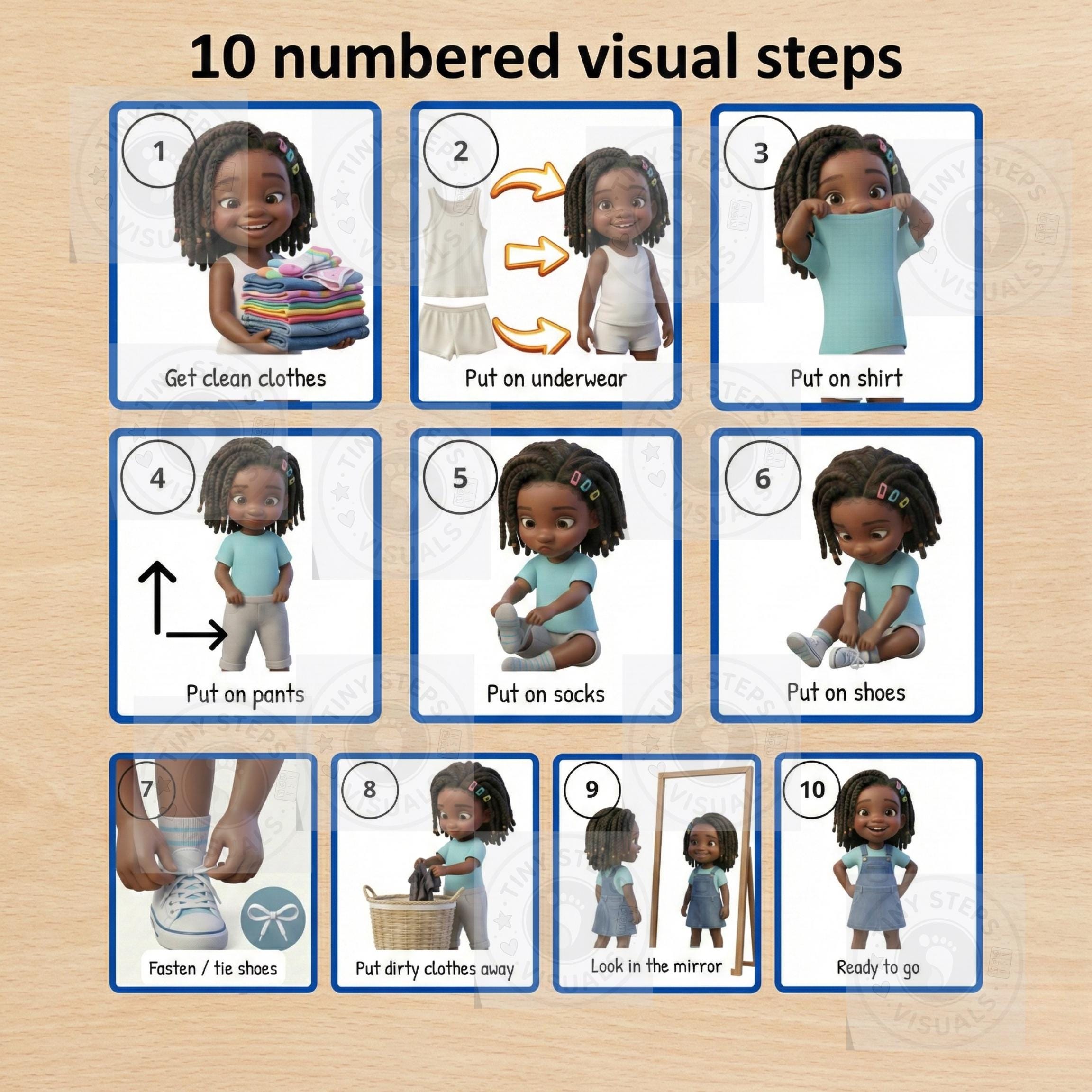 Getting Dressed Step by Step Visual Routine for Girls | Autism ADHD ...