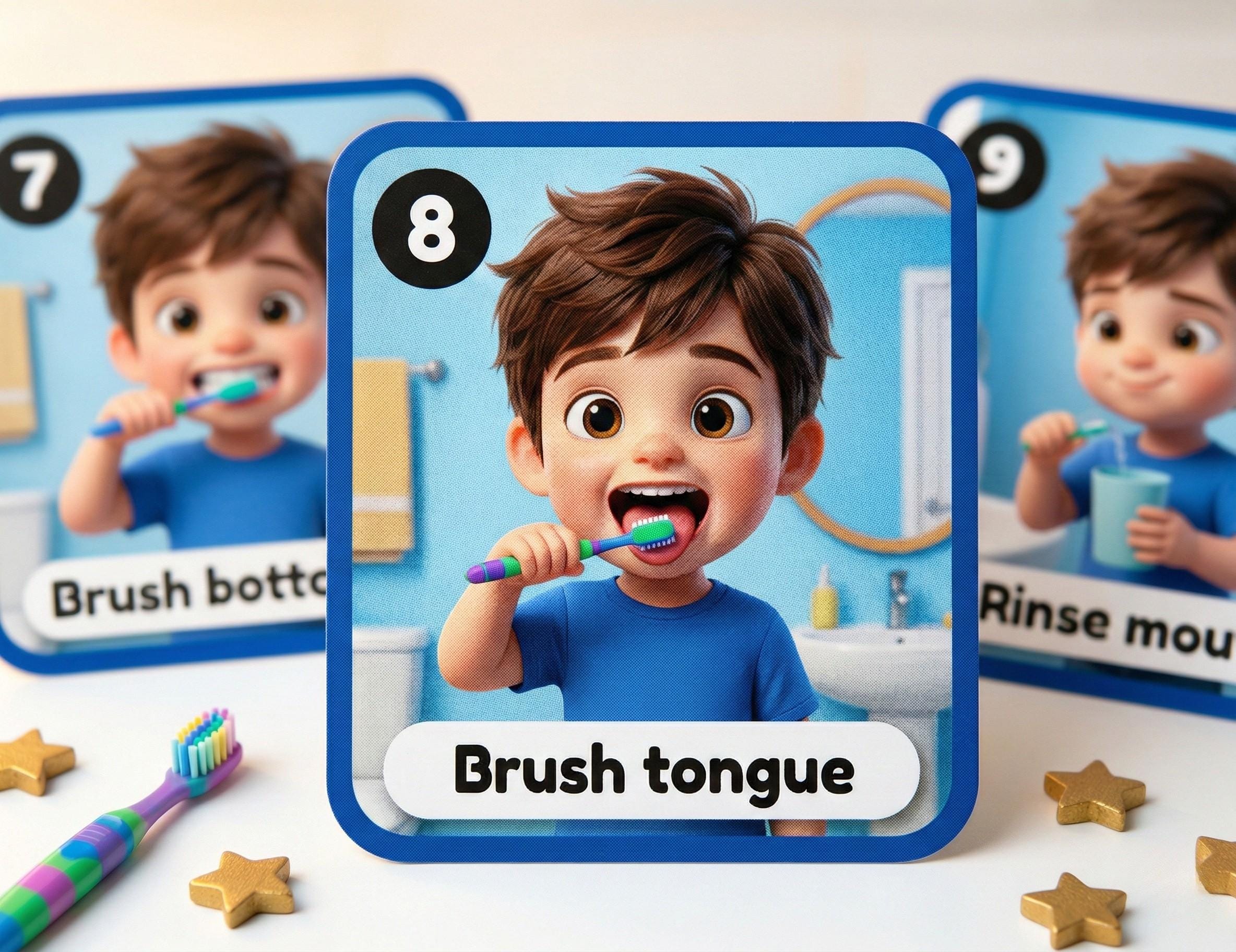 Brush Teeth Visual Steps Boys Autism Printable Morning Routine Digital ...