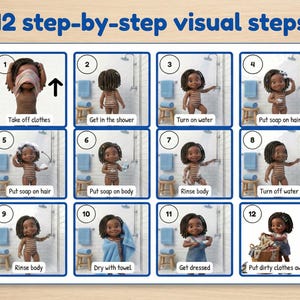 Shower Routine Step by Step Visual Sequence for Kids Autism ADHD ...