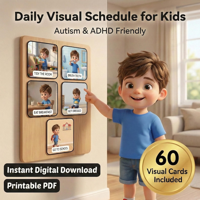 Visual Routine Cards 60 Printable Kids Daily Schedule Autism Special ...