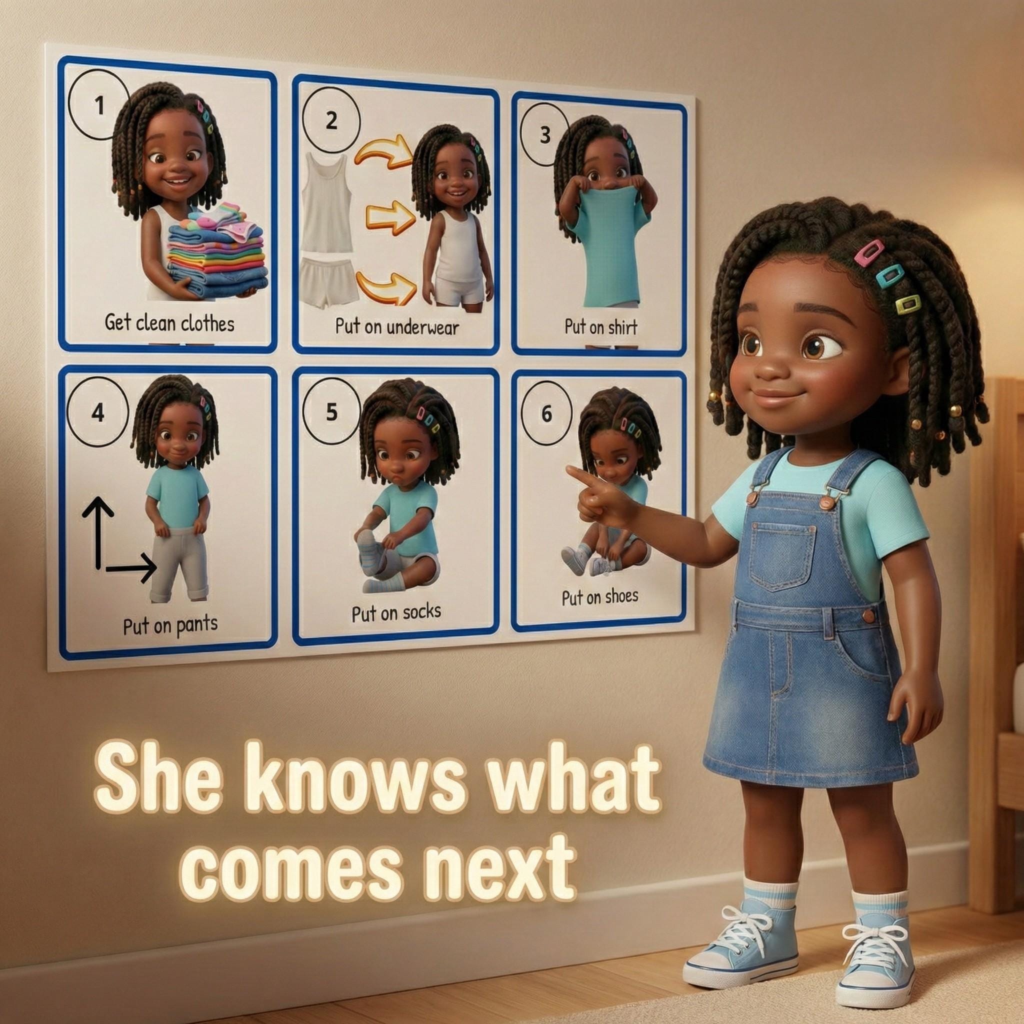 Getting Dressed Step by Step Visual Routine for Girls | Autism ADHD ...