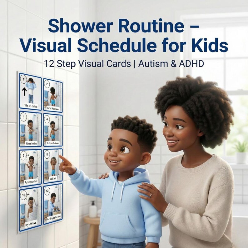 Shower Routine Boys | Step by Step Visual Cards | Printable PDF - Etsy
