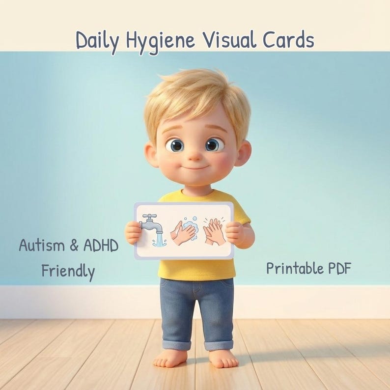 Hygiene Visual Cards for Kids – 12 Daily Hygiene Routine Cards – Autism ...