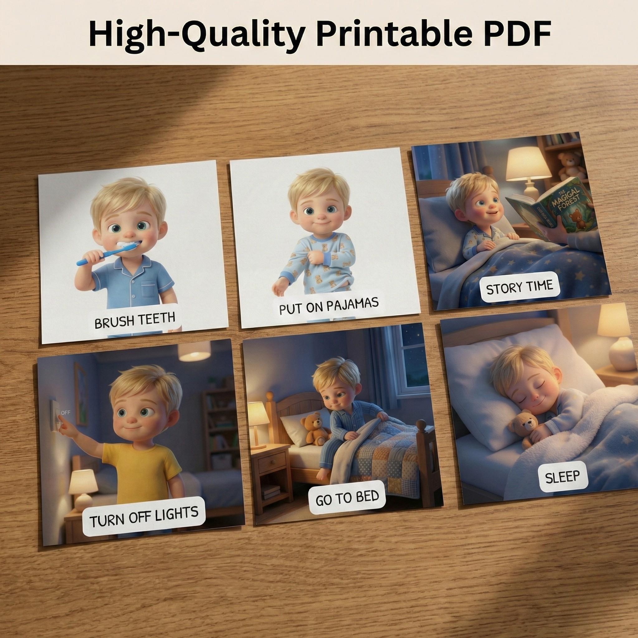Bedtime Visual Schedule | Autism ADHD Kids | 18 Routine Cards ...