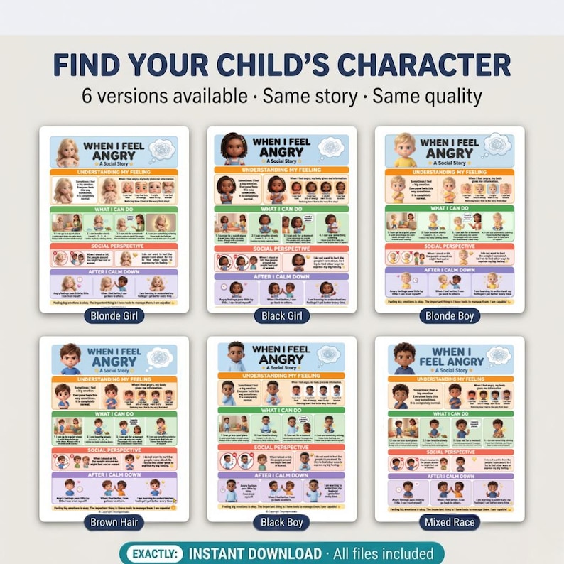 When I Feel Angry Social Story Printable Autism ADHD Behavior ...