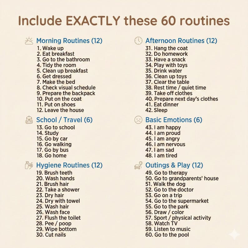 Complete Daily Visual Schedule for Kids | 60 Routine Cards | Printable ...
