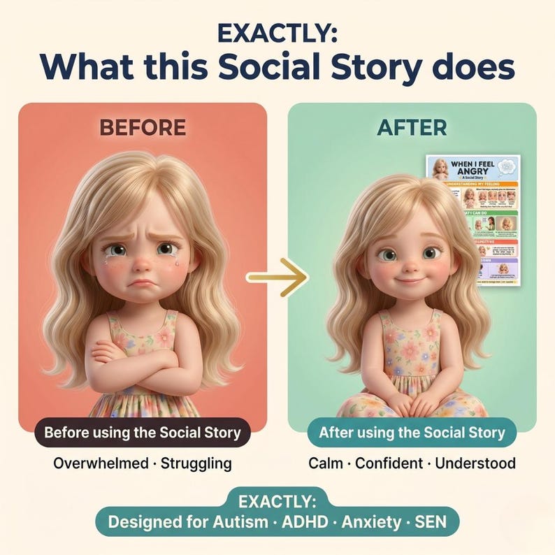 When I Feel Angry Social Story Printable Autism ADHD Behavior ...