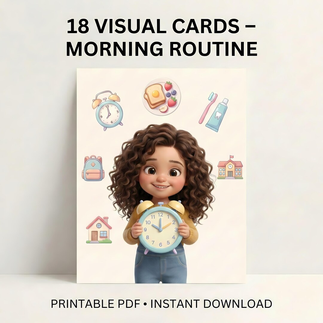 Morning Visual Routine for Kids | 18 Visual Schedule Cards | Autism ...