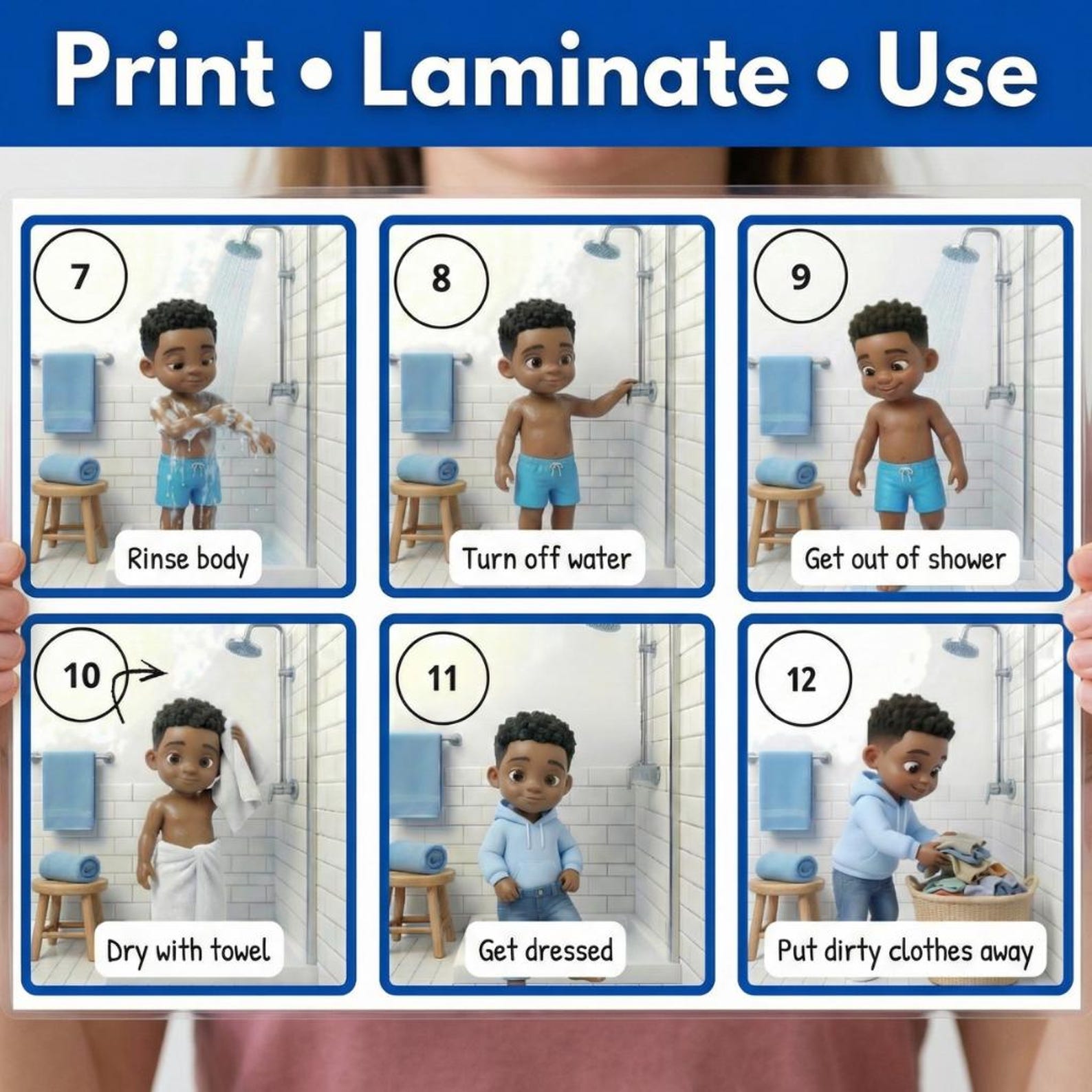 Shower Routine Boys | Step by Step Visual Cards | Printable PDF - Etsy