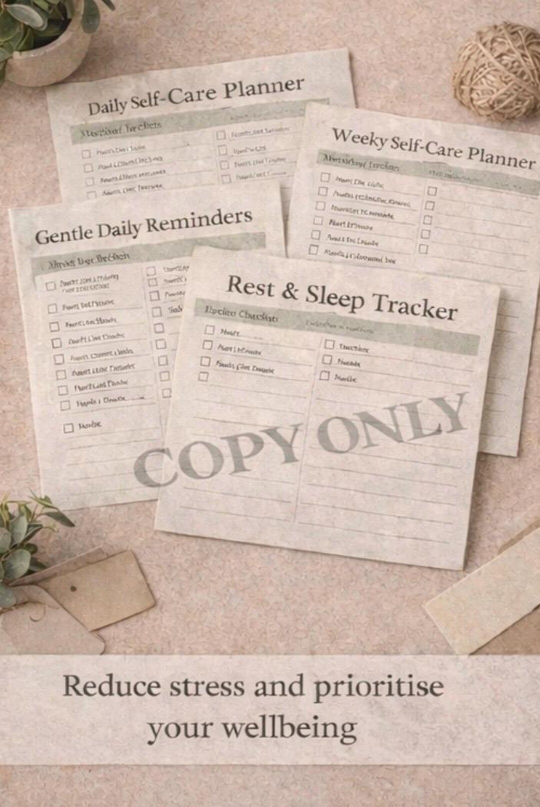 Self Care Checklist Bundle Printable | Calm Wellness Planner PDF ...