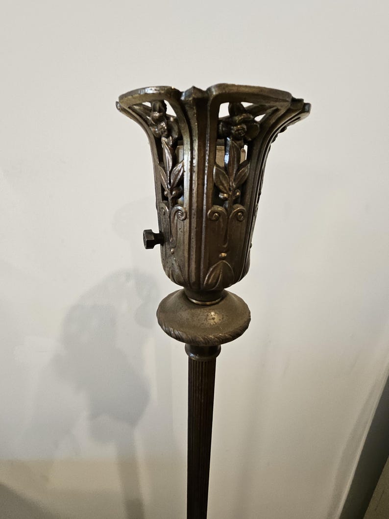 ANTIQUE Bronze Floor Lamp | Vintage Torchiere Style Standing Light ...