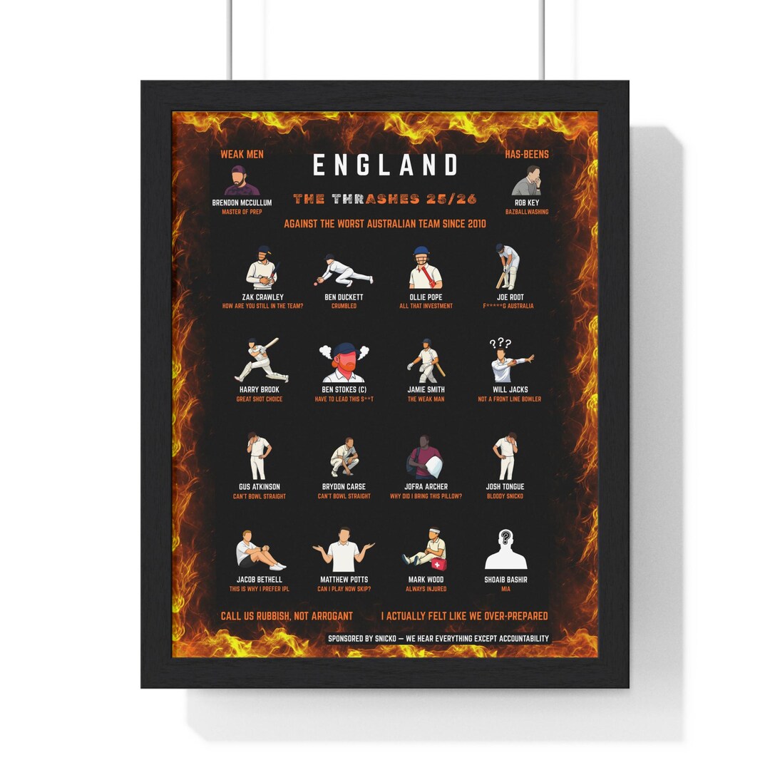 England Cricket ‘the Thrashes 25/26’ Poster | Funny Cricket Wall Art ...