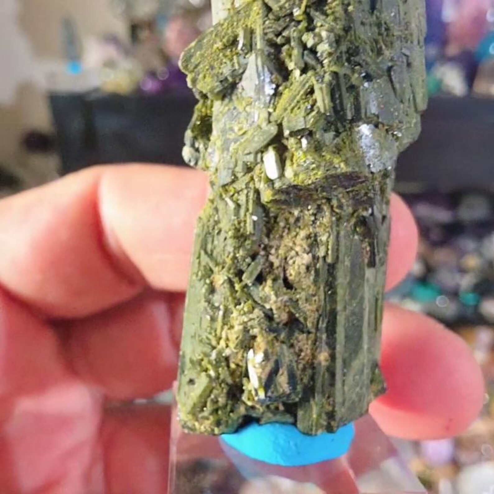 Dark Green Tourmaline Crystal Specimen – Natural Verdelite Secondary ...