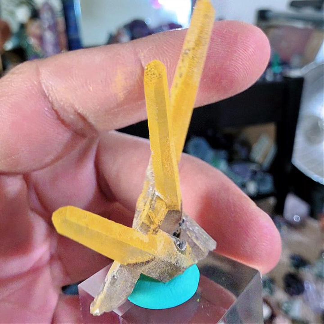 Rare Golden Quartz Crystal Spray | Natural Yellow Crystal Thumbnail ...