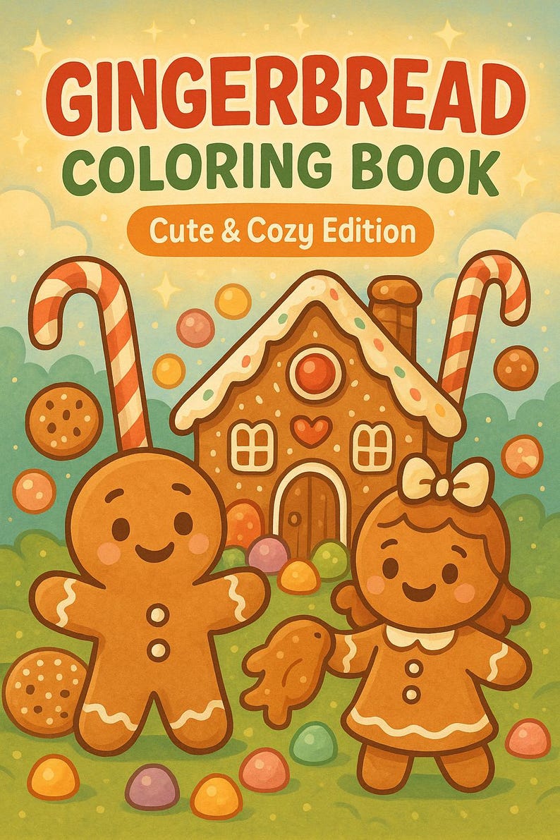 GINGERBREAD COLORING BOOK Cute & Cozy Edition. - Etsy