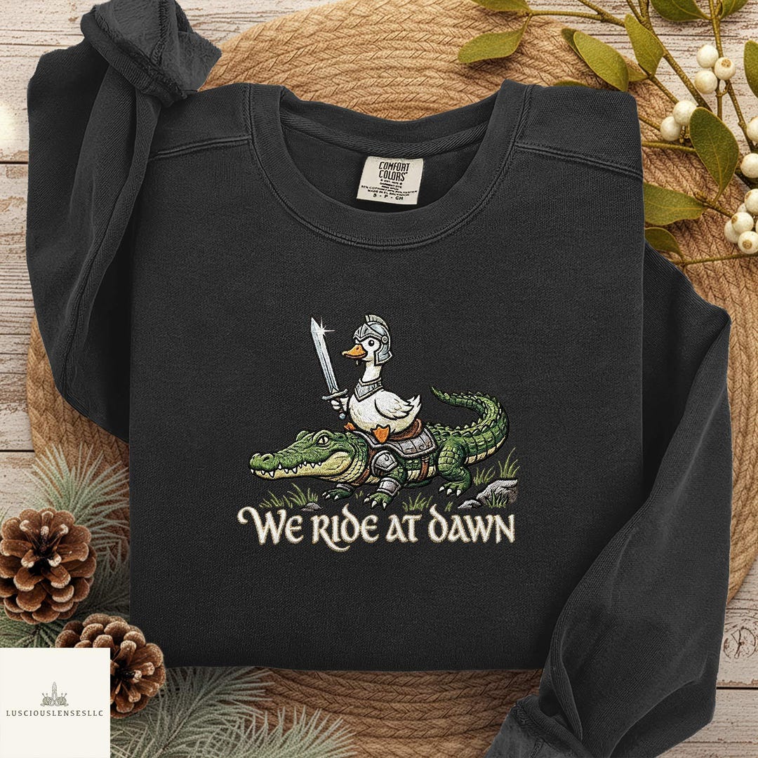We Ride at Dawn Embroidered Goose Warrior Sweatshirt, Armored Silly ...