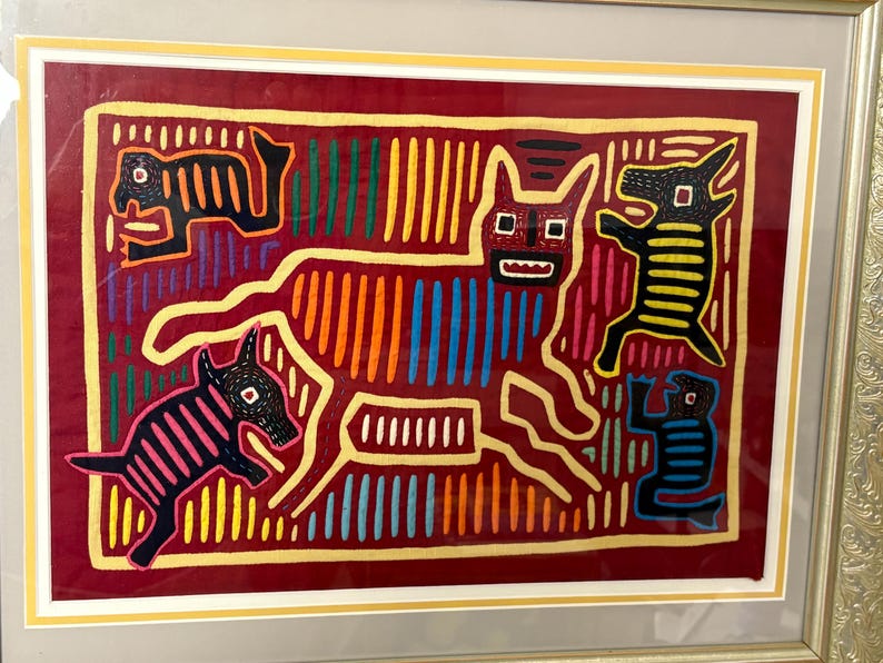 Vintage Kuna Mola Textile Art – Hand-embroidered Animal Panel, Panama ...