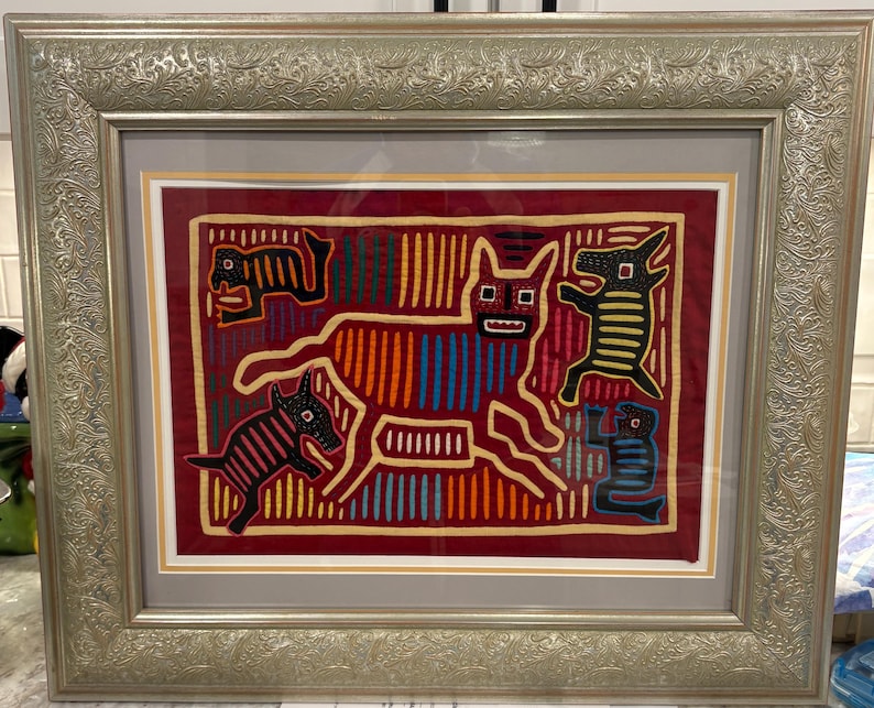 Vintage Kuna Mola Textile Art – Hand-embroidered Animal Panel, Panama ...