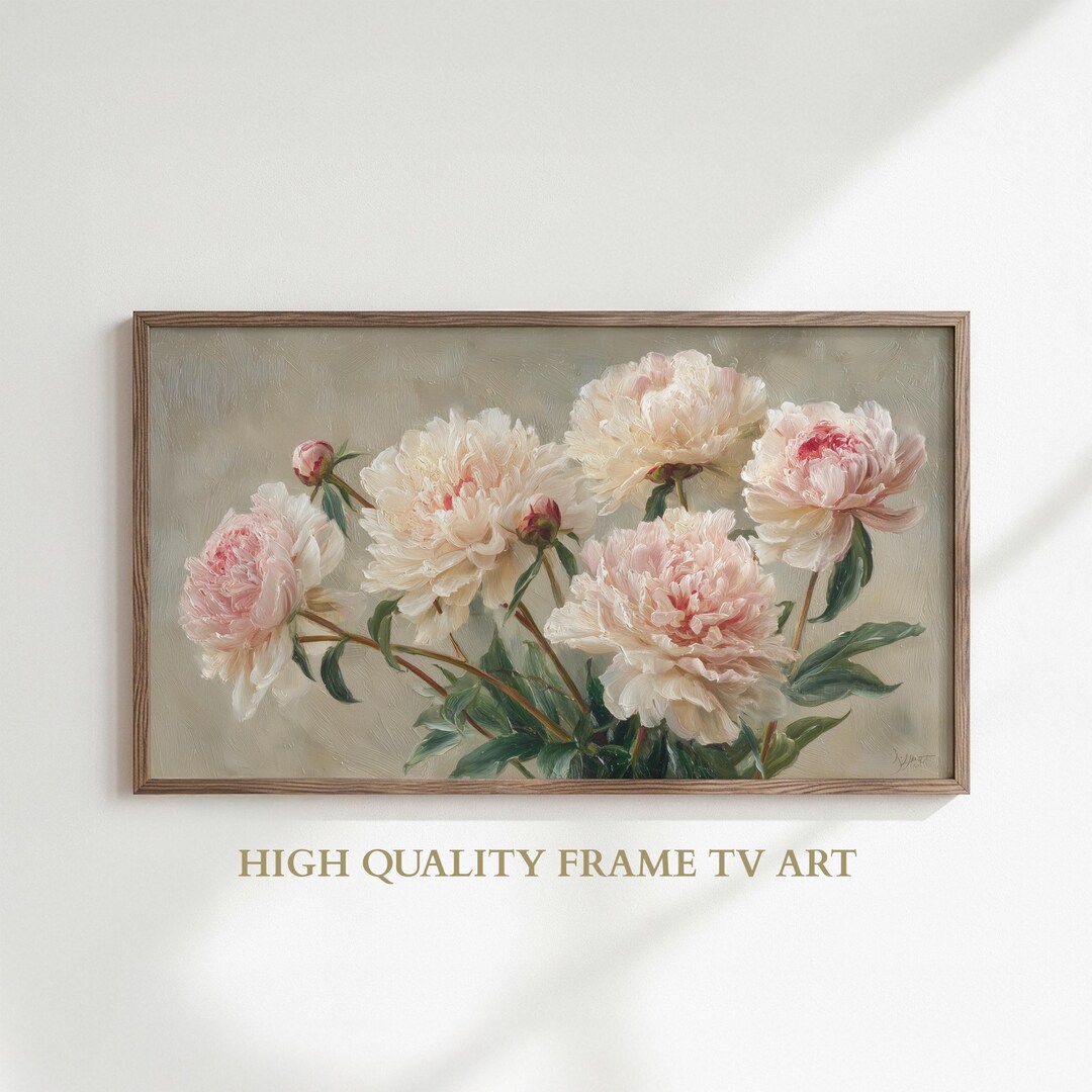 Vintage Flowers Frame TV Art, Summer Tv Art, Rustic White Floral ...