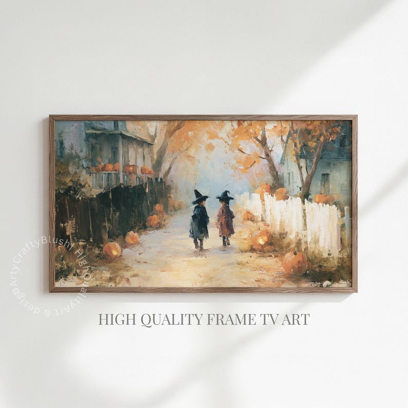 Spooky Town Frame TV Art, Halloween Frame TV, Vintage Town Street ...