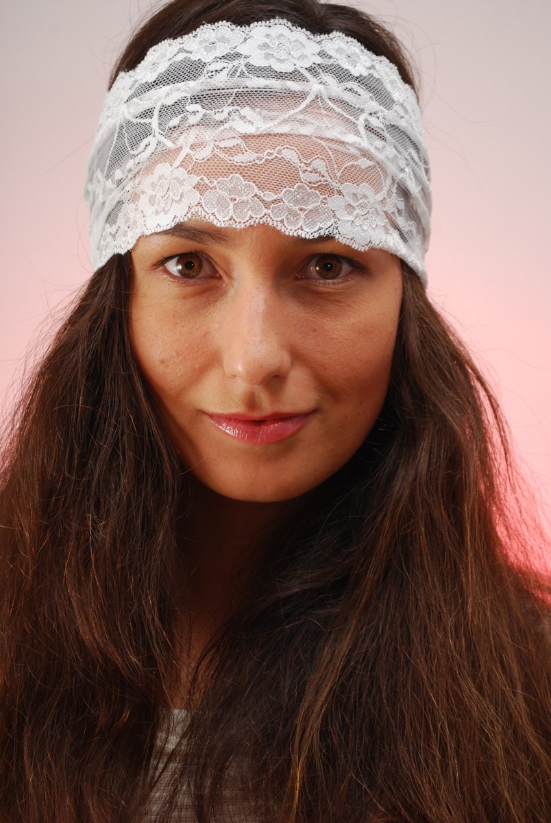 White Lace Headband Summer Festival Headband Boho Hair Decoration