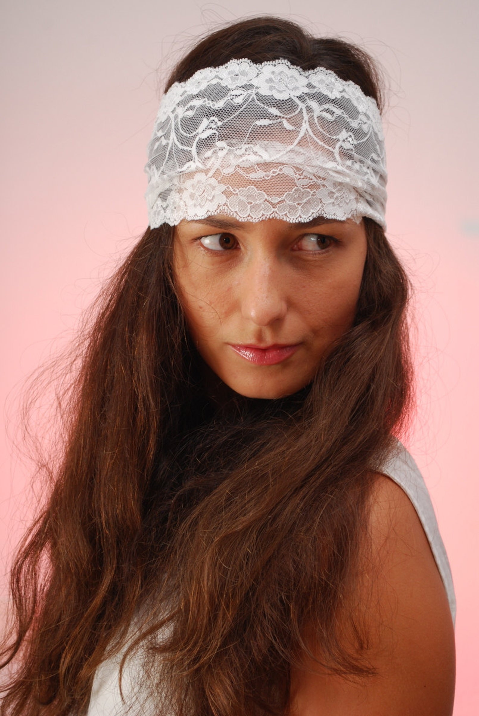 White Lace Headband Summer Festival Headband Boho Hair Decoration
