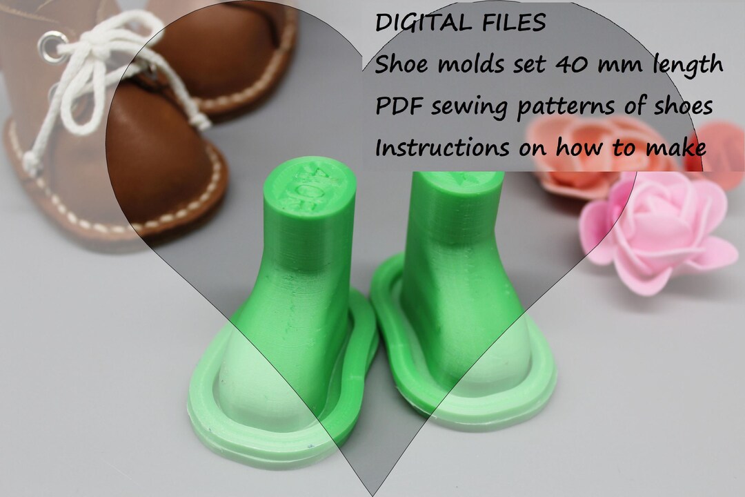 DIGITAL Files Shoe Molds Set 40mm Length + PDF Sewing Patterns and ...