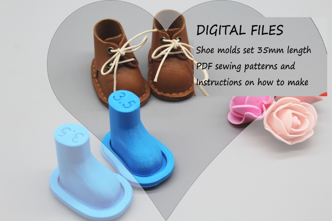 DIGITAL Files Shoe Molds Set 35mm Length + PDF Sewing Patterns and ...