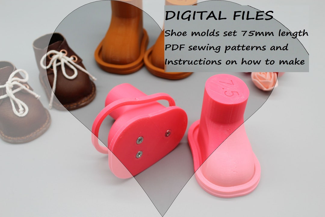 DIGITAL Files Shoe Molds Set 75mm Length + PDF Sewing Patterns and ...