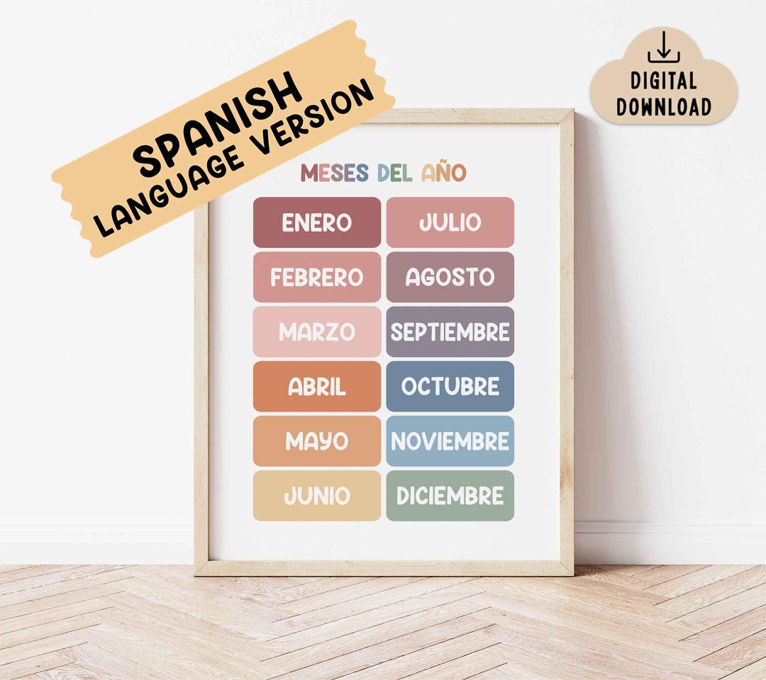 Meses Del Ano Poster, Months of the Year (digital Download) Printable ...