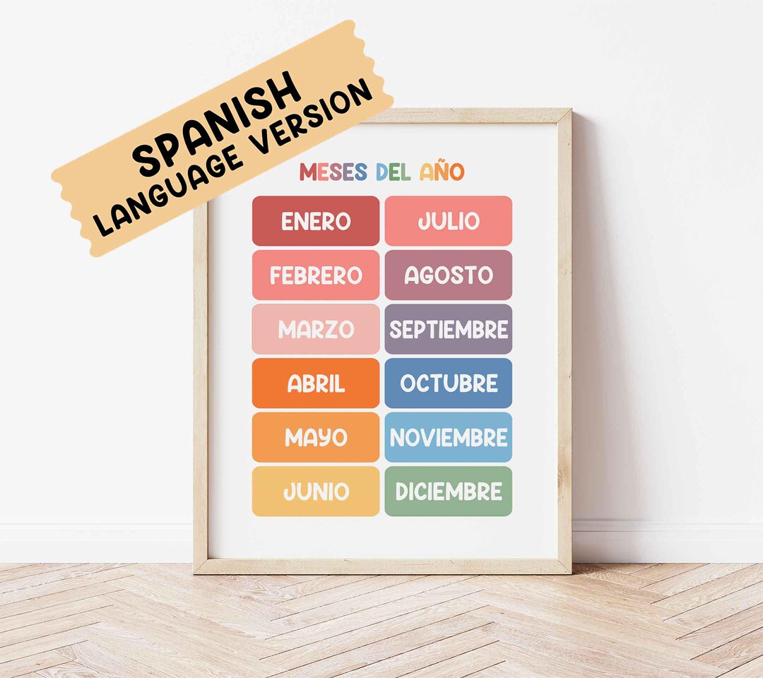 Meses Del Ano Poster, Months of the Year BRIGHT (digital Download ...