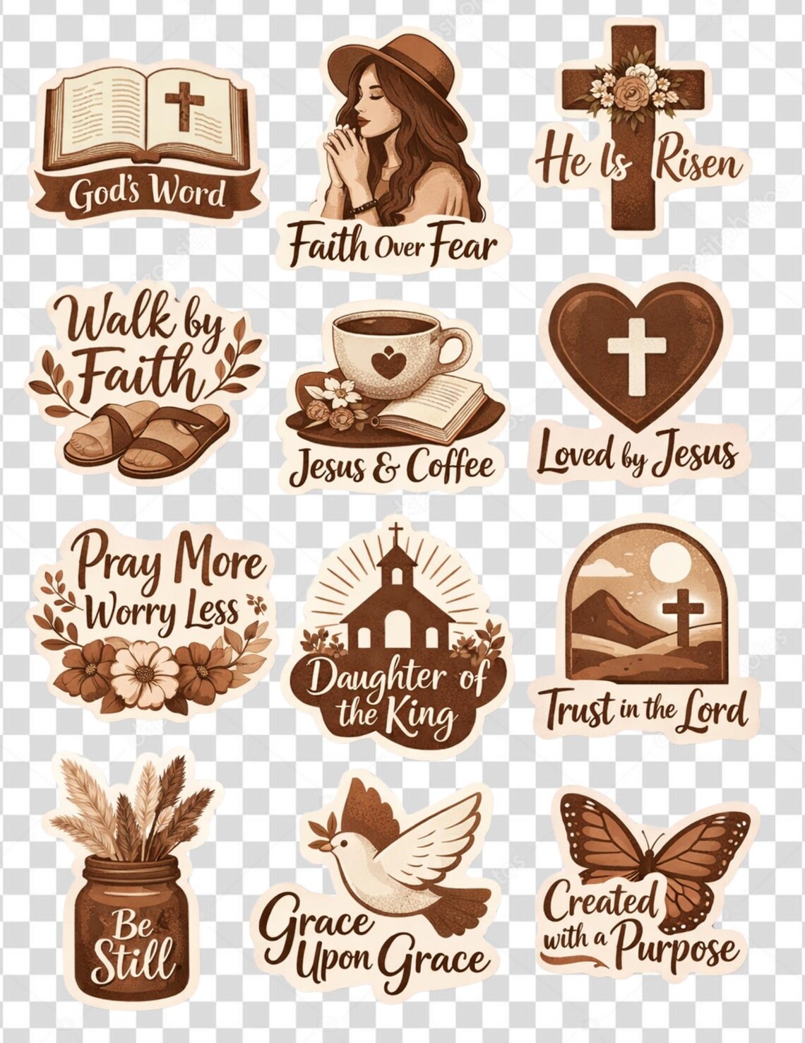 Christian Digital Stickers for Woman Png Bundle - Etsy