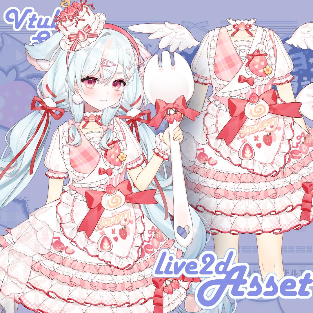 Live2d Vtuber Outfit Asset | Strawberry Cake - Etsy