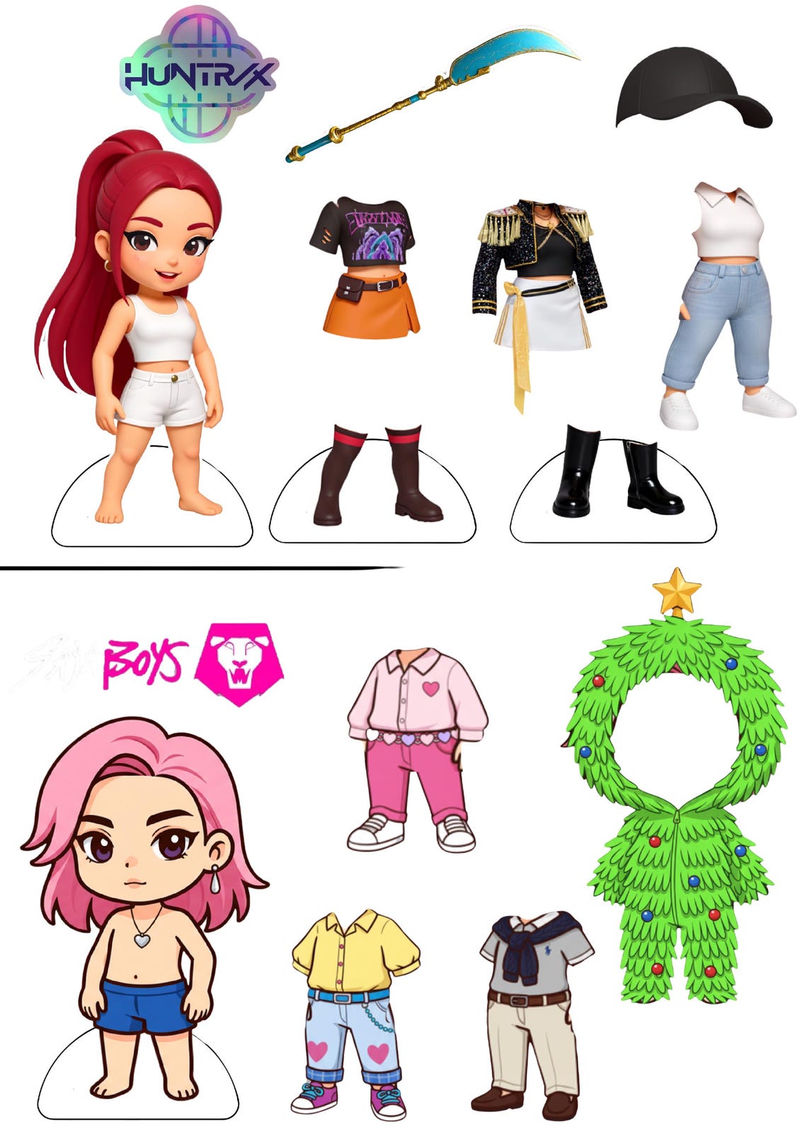 Huntrix and Saja Boy Sticker Paper Doll - Etsy Canada
