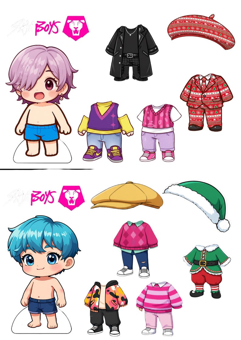 Huntrix and Saja Boy Sticker Paper Doll - Etsy