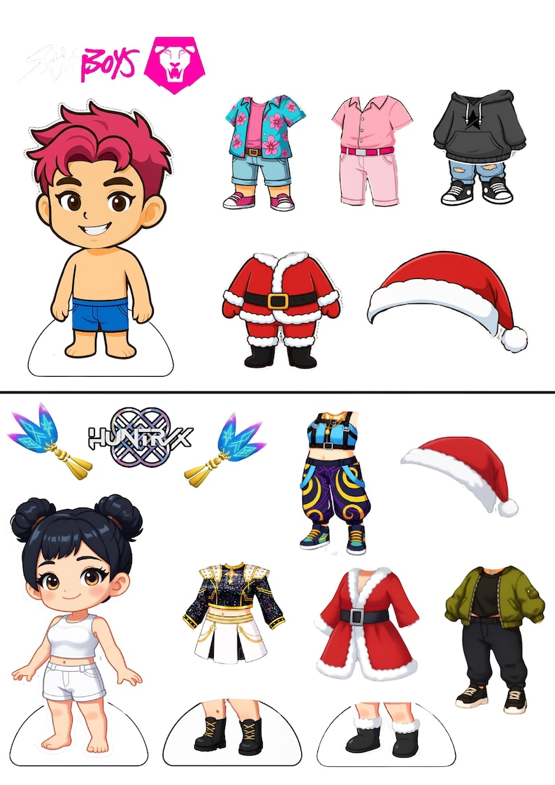 Huntrix and Saja Boy Sticker Paper Doll - Etsy